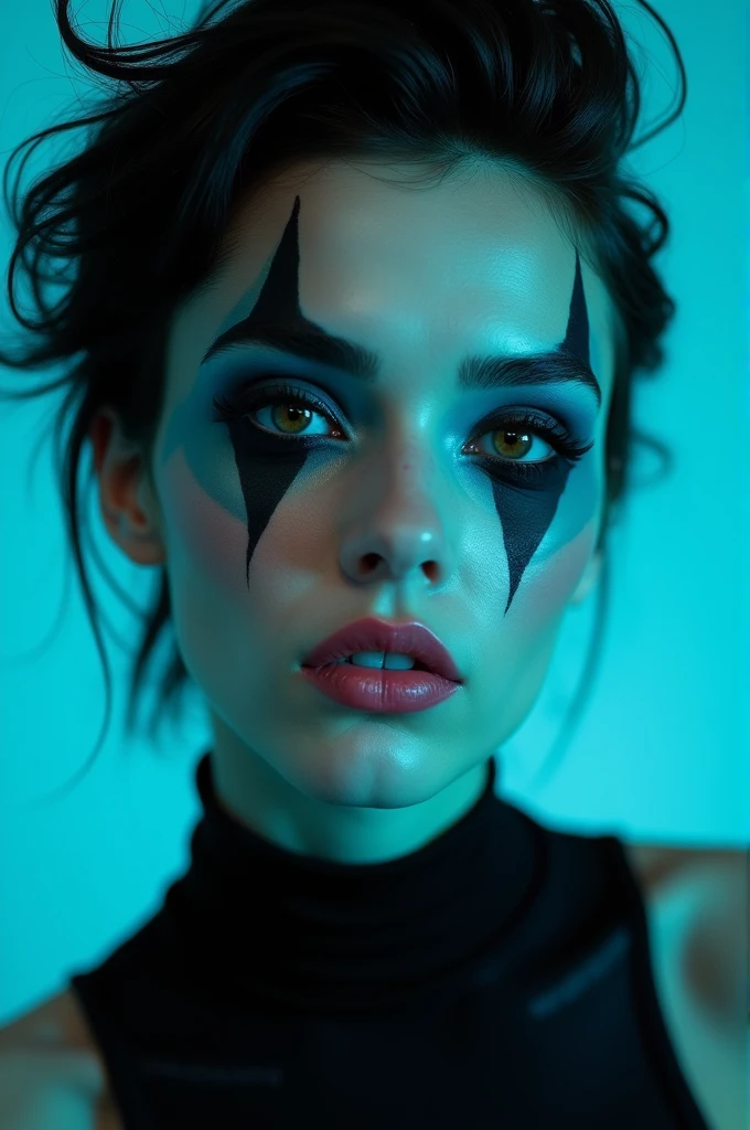 Black and cyan makeup - SeaArt AI