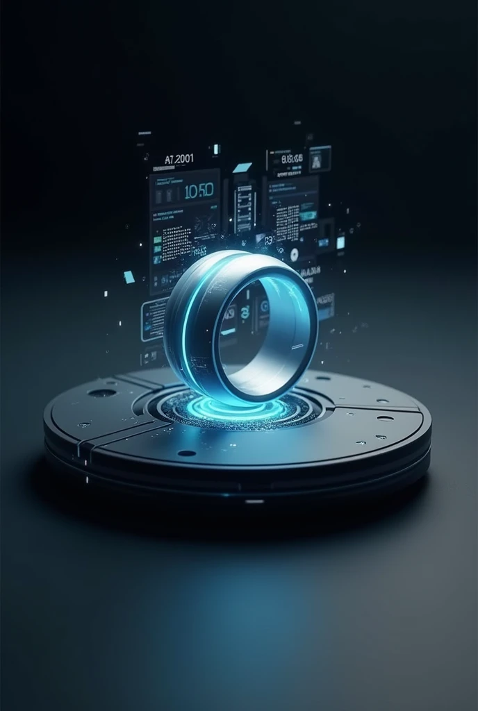 Create a image in that the ring is making a hologram image of phn ...