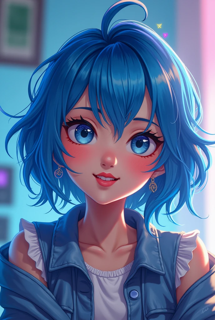 Angie velasco 2 girl streamer and youtuber blue hair - SeaArt AI