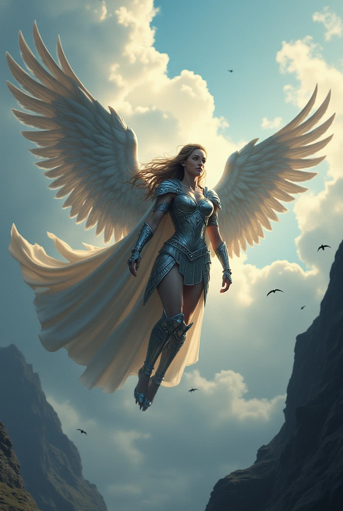 Valkyrie flying through the skies - SeaArt AI