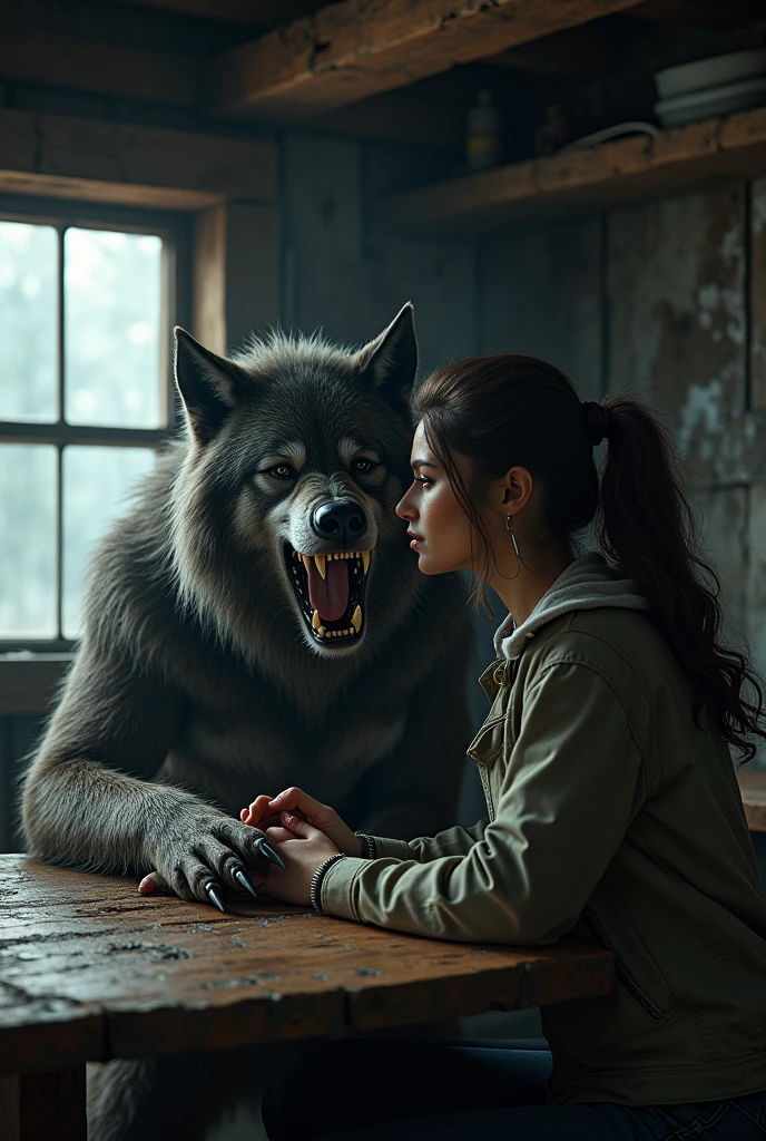Werewolf staying in a hostel with a woman - SeaArt AI