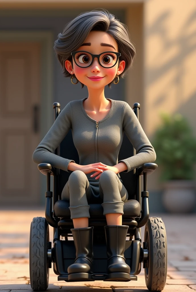 Pixar animation woman 5 with short dark brown hair with gray strands ...