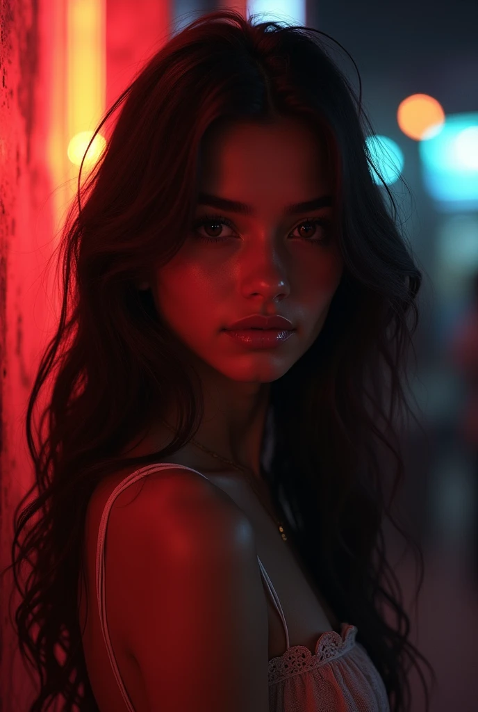 Cute young teenage girl, Brunette long hair, dark brown eyes - SeaArt AI