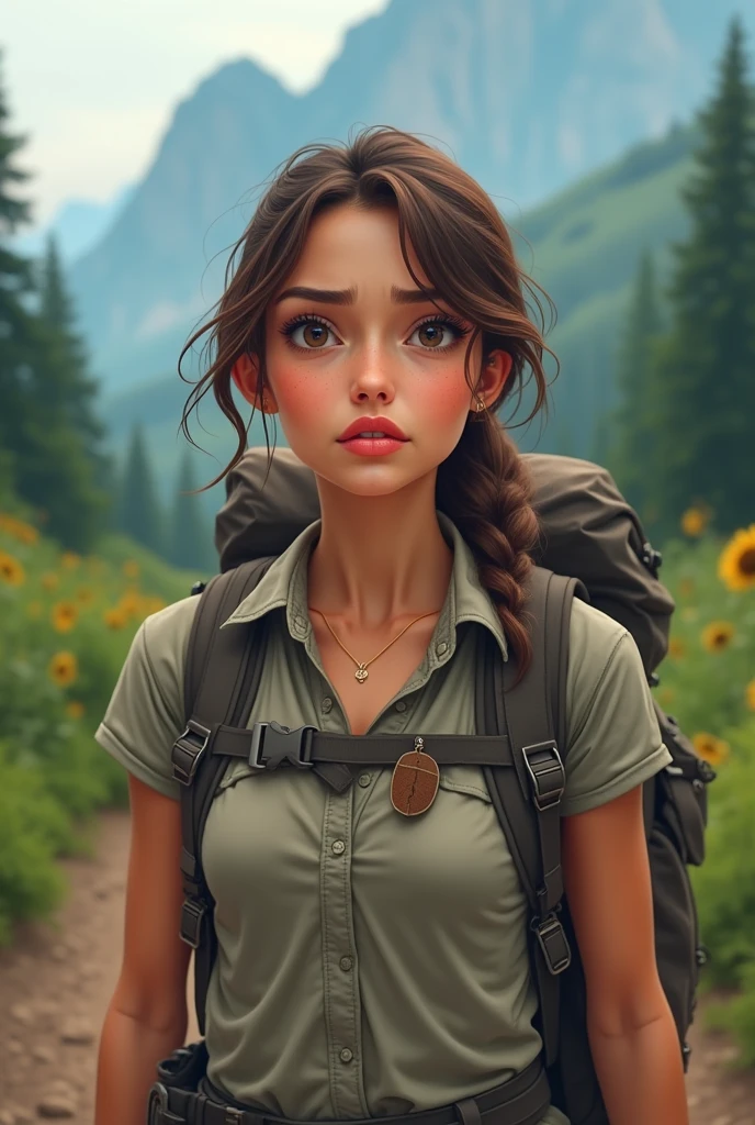 Create a meme in Spanish of an adventurous woman with a nervous smile ...