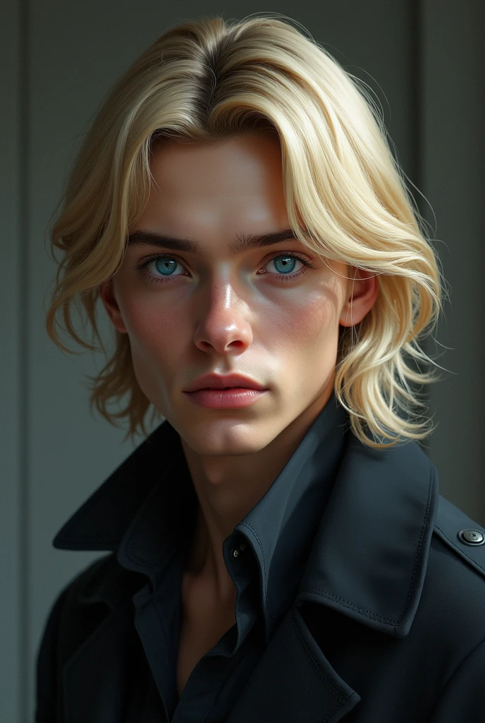 A mixed man, half white and half Korean with blue eyes and blonde hair ...