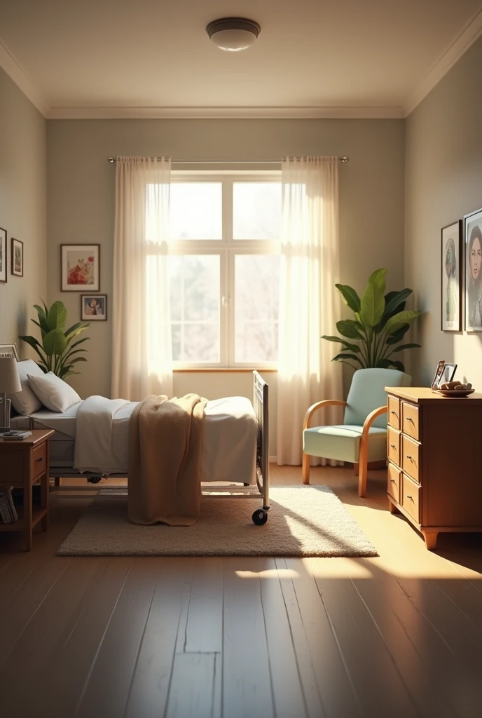 Hospice room with bed - SeaArt AI
