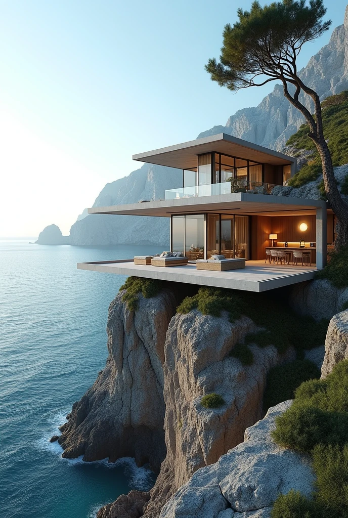 "A luxurious, contemporary cliffside villa with minimalist design ...