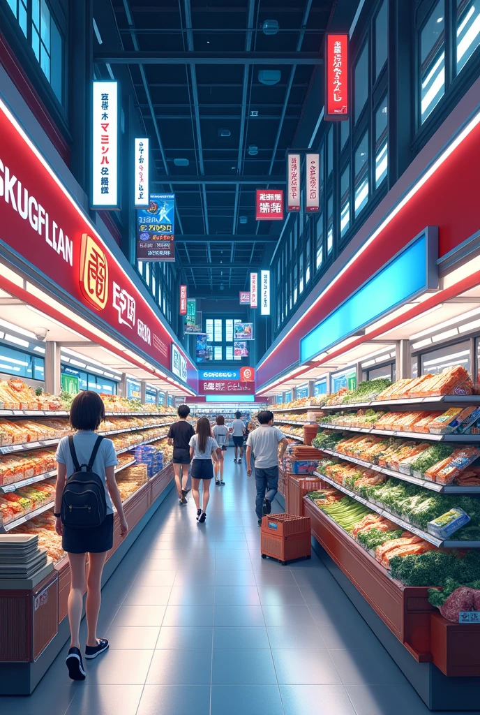 Japanese anime supermarket wide - SeaArt AI
