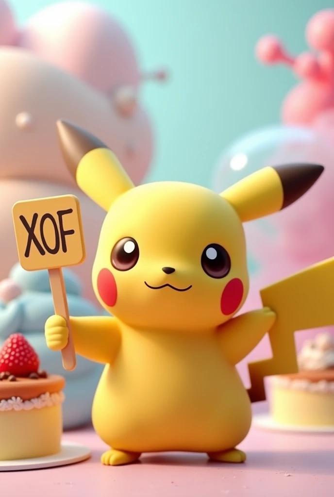 Pikachu、Pudding、Holding an XOF sign - SeaArt AI