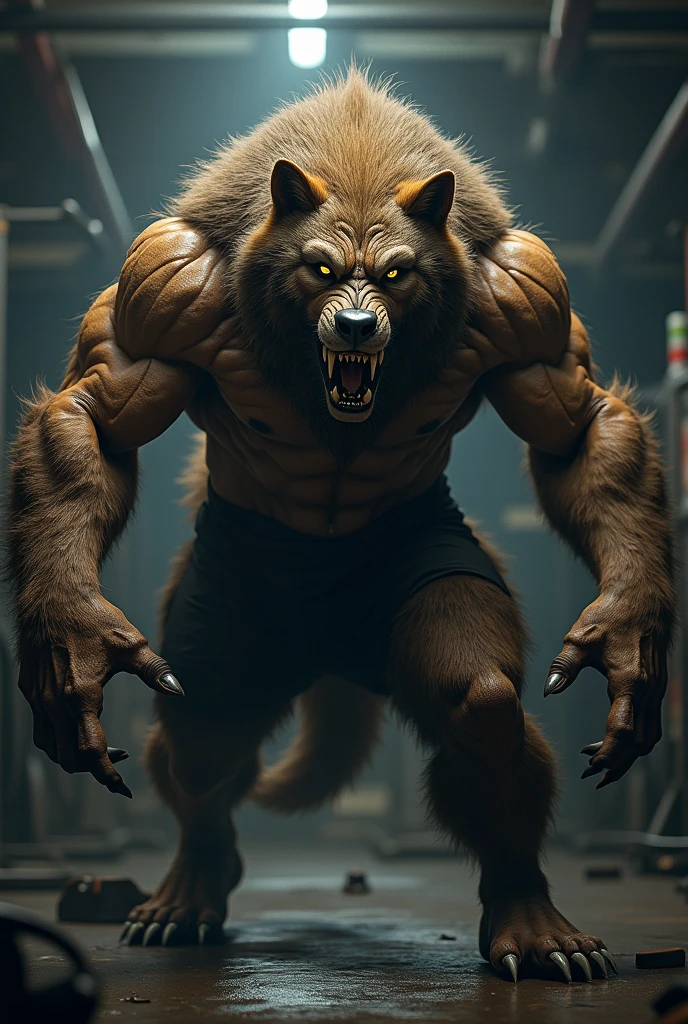 A very majestic werewolf, with a strong appearance, with large muscles ...