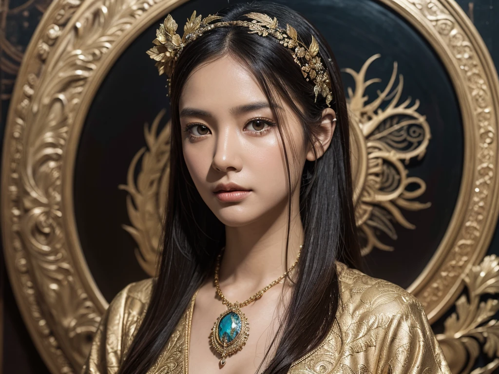 Waist high fullbody Portrait of an exotic beautiful asian girl wearing ...