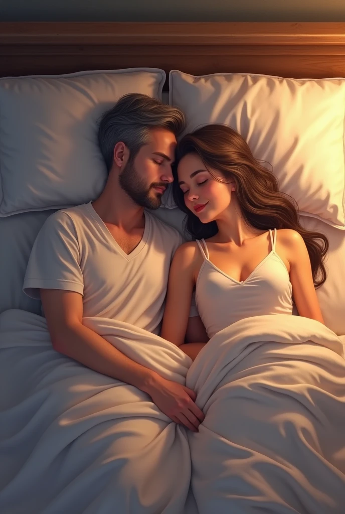 Wife and hasband sleep bed ai - SeaArt AI