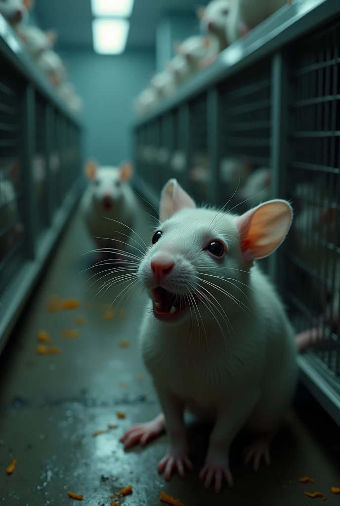 Animals doing laboratory test sad cruel makeup - SeaArt AI