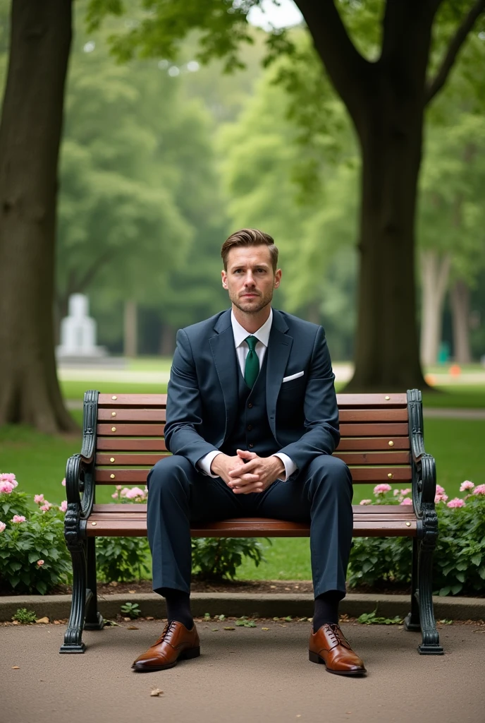 A men setting in park front on a camera - SeaArt AI