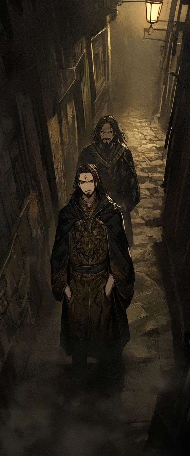 (((One person)))(((One person)))Anime Style。A black silk cape ...