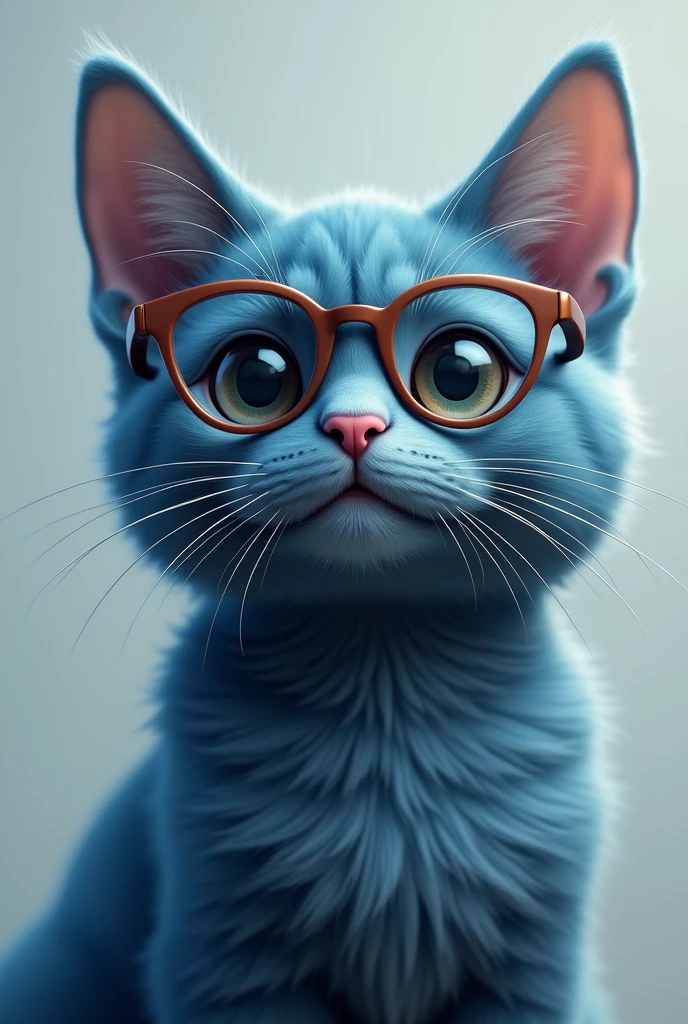 Real blue cat with glasses - SeaArt AI