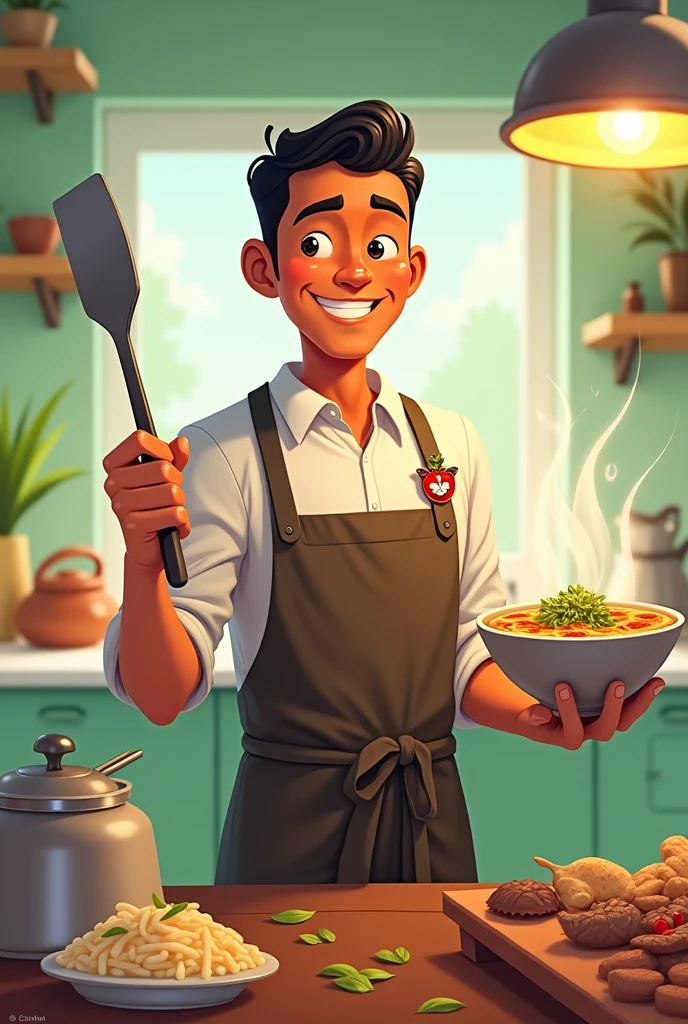 Create a man named Mr. Datukindokayu, he is a soto maker. Make it in ...