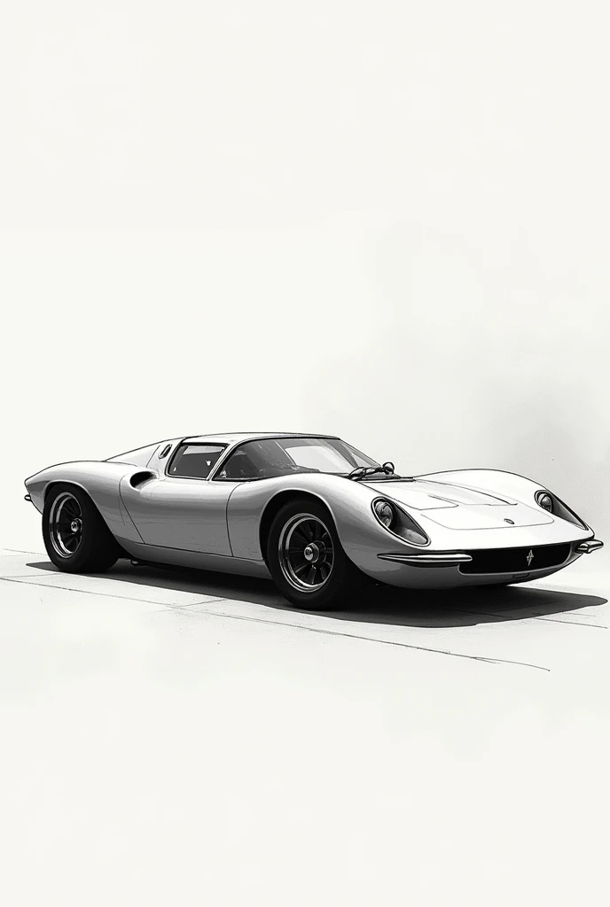 "1960s Italian car design sketch on gray sketch paper, showcasing a ...