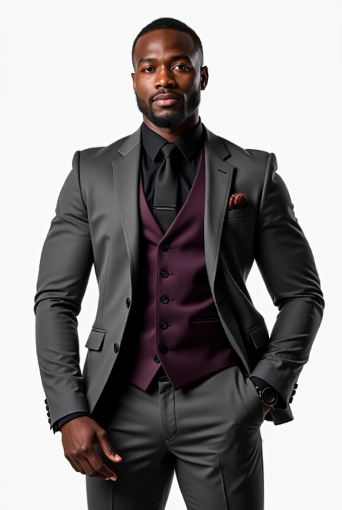 In a white background, black men’s physique lean bodybuilder in a ...