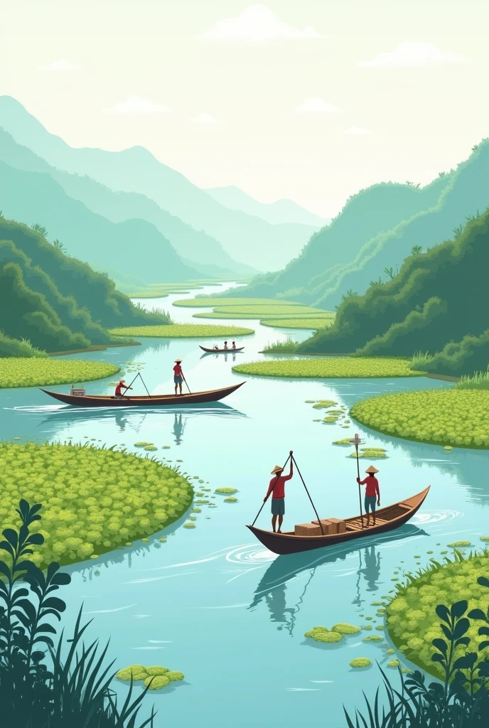 Inle lake of myanmar easy drawing - SeaArt AI