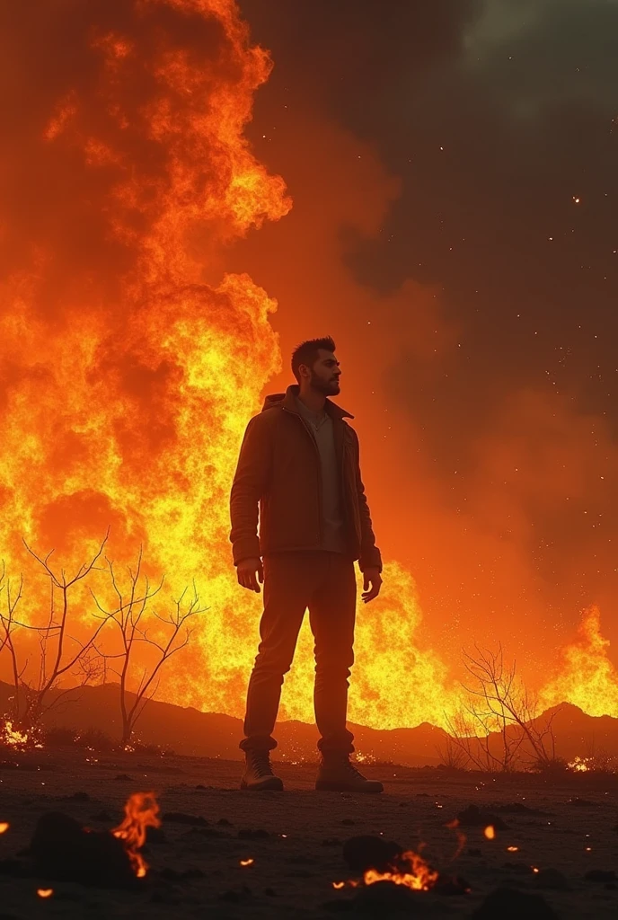 Man surrounded by fire - SeaArt AI