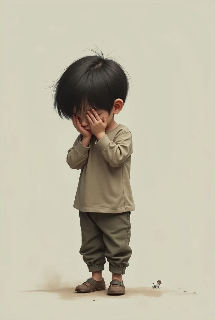 Boy standing hiding his face - SeaArt AI