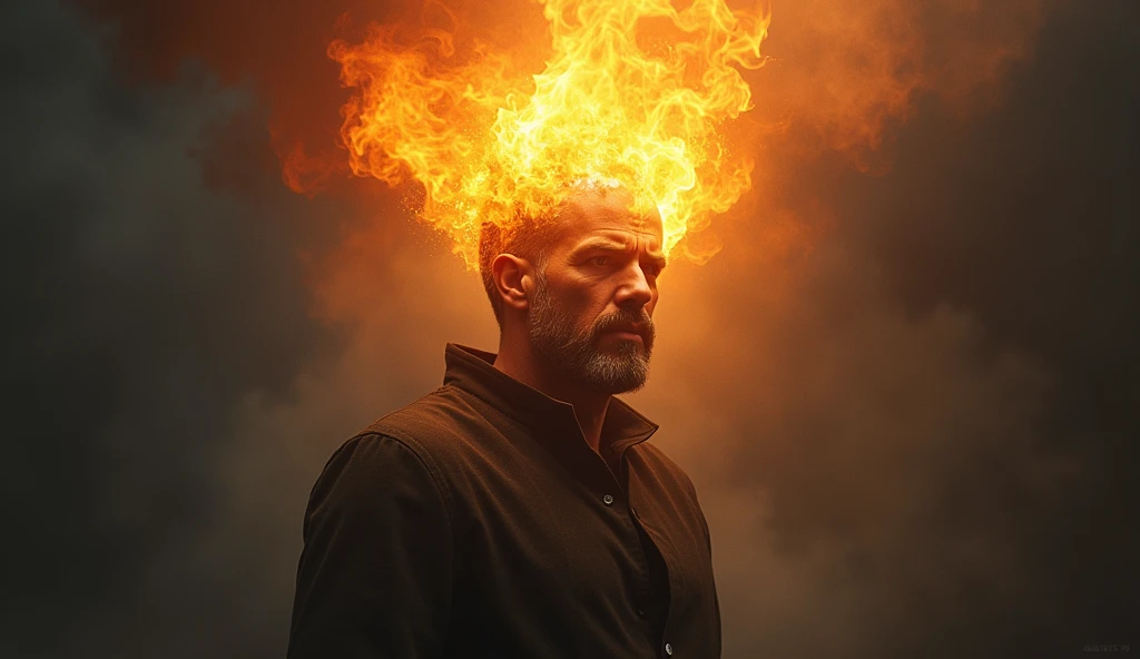 Man soul firing, Fire start with head - SeaArt AI