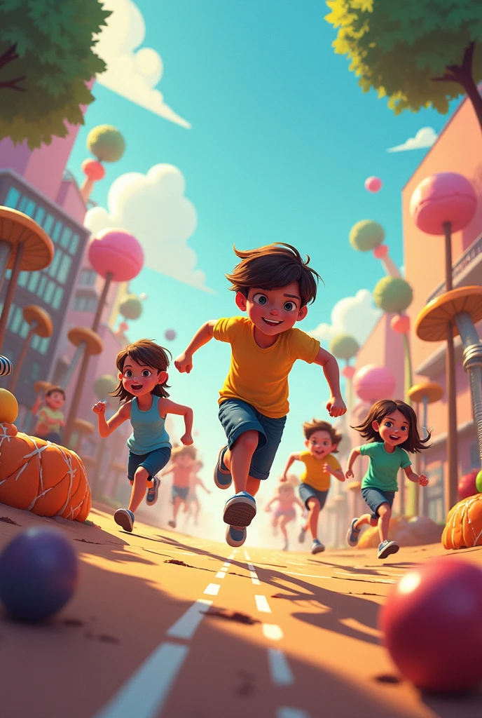 Running people have obstacles, traps, cartoons. - SeaArt AI