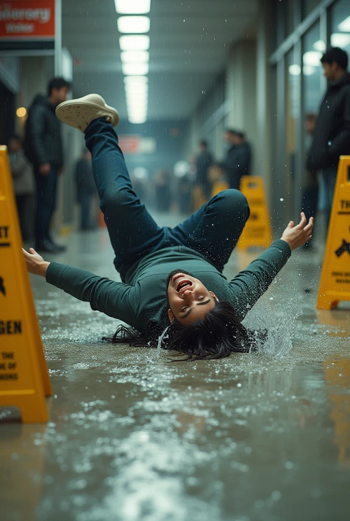 I need a picture of a person slipping and falling, because the floor ...