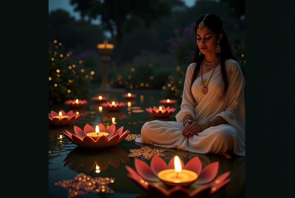 Magical Light Dance: Floating diyas light up a maze of water features ...