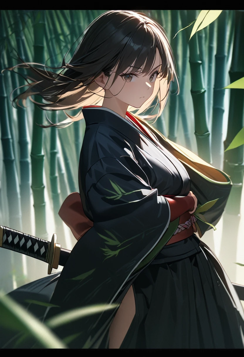 Female Samurai Photo, Standing in a fighting stance, With a sword drawn ...