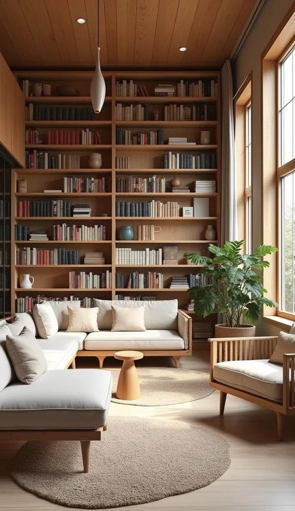 Library with Nordic style design - SeaArt AI
