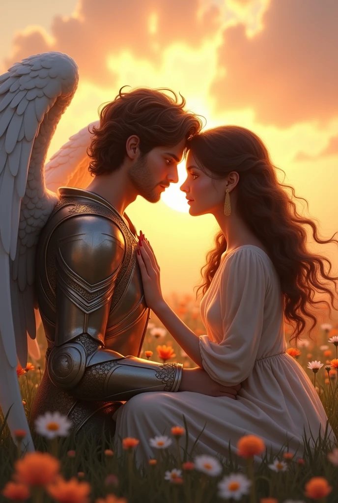 "Create an intimate and romantic scene between Gabriel, an immortal ...