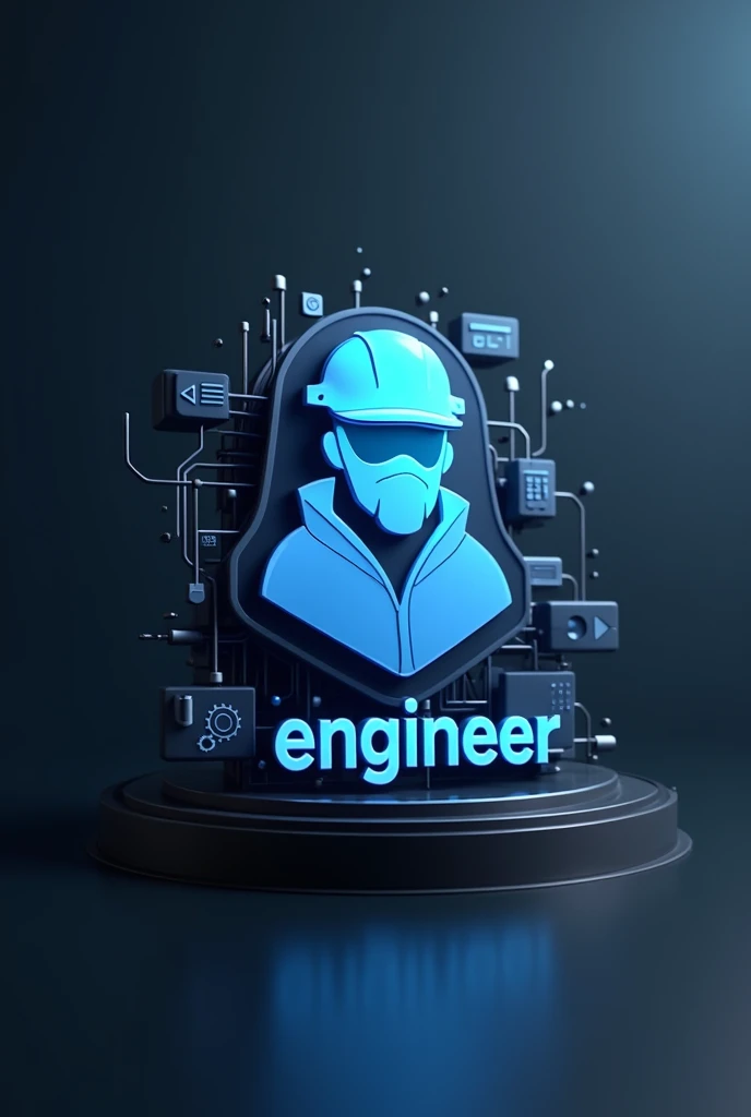 Create an image in 360° logo in 3D in device style. Logo bottom Text is Engineer - SeaArt AI