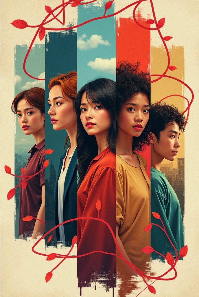 A collage-style image showing the only five main characters in ...