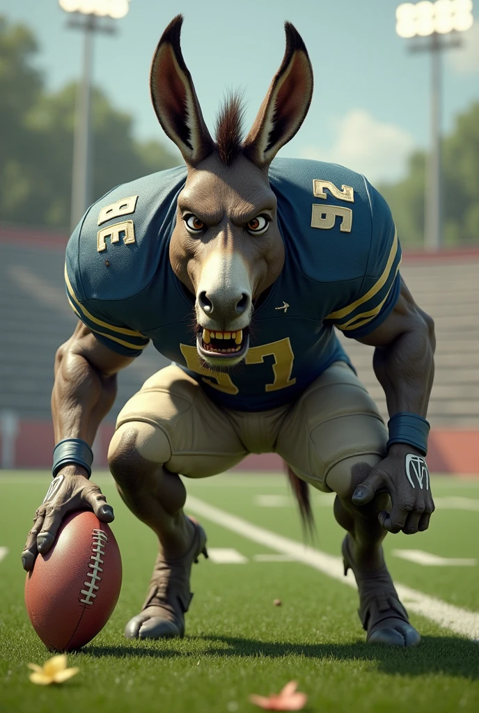 Angry Anthropomorphic Donkey Football Player - SeaArt AI