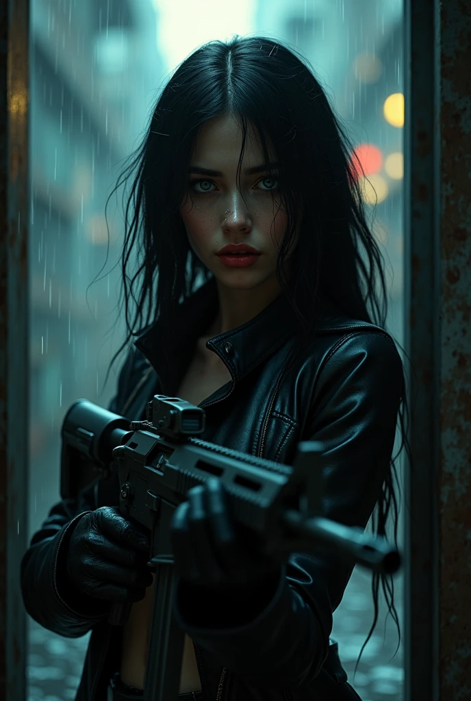 A beautiful woman with European features, long jet black hair - SeaArt AI