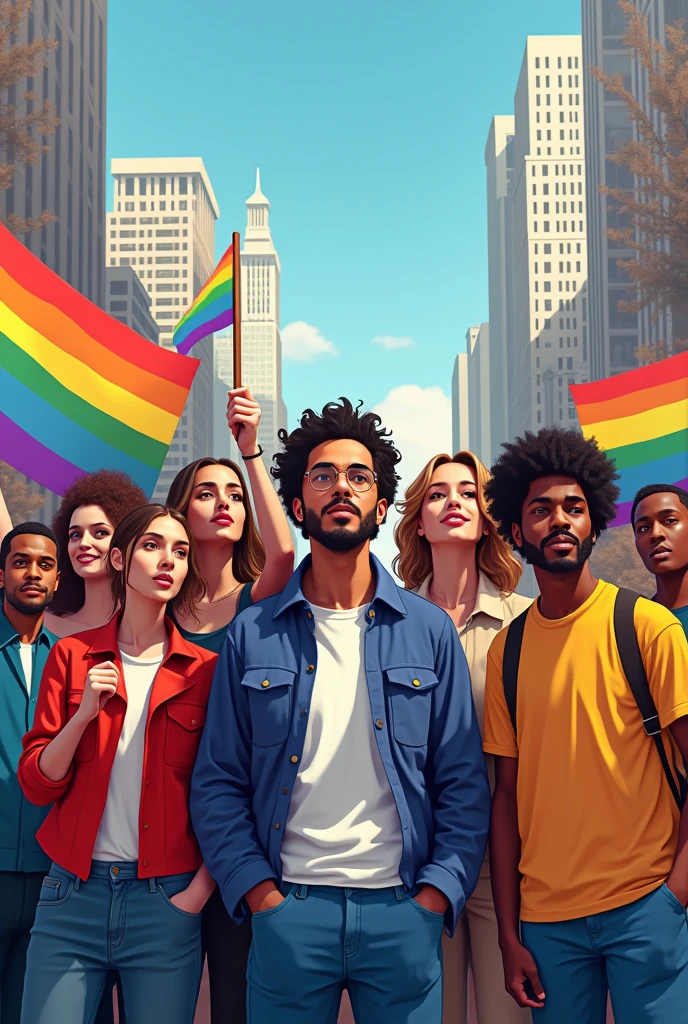 Create an image with men and women who are LGBT and who are in a ...