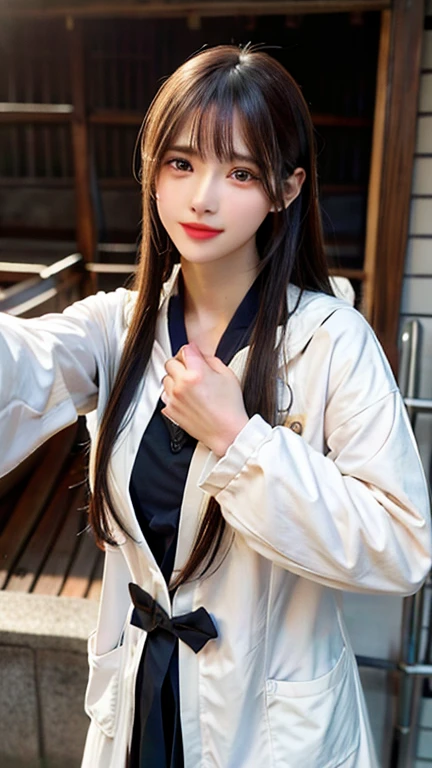 Light pink nurse uniform、Light pink lab coat、Corn, Selfie,(8k - SeaArt AI