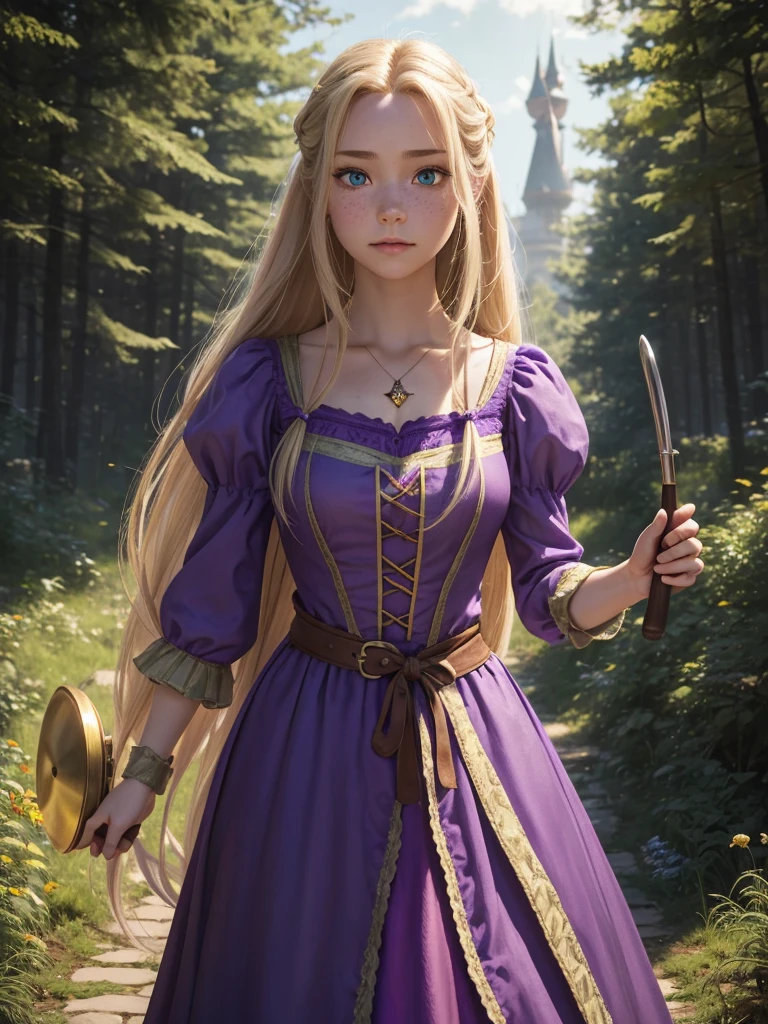 Rapunzel from tangled as human, straight face,close up 1girl - SeaArt AI