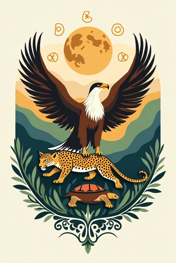 Turtle Jaguar Condor Light Moon Colors Gold Blue Brown Green Nature ...