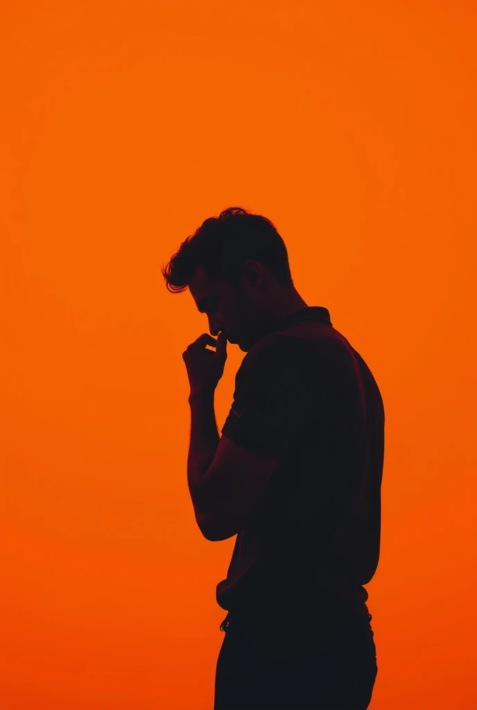 Man with his back turned and orange background - SeaArt AI