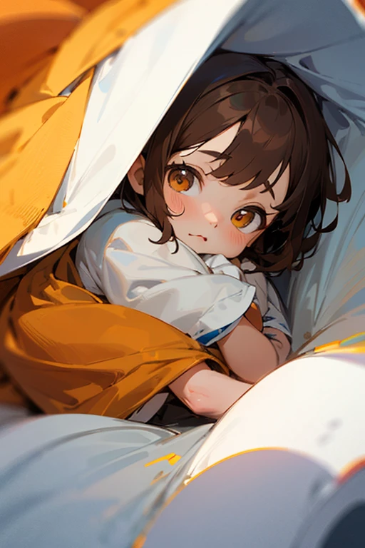 Adorable little baby, Brown hair, big orange eyes, wrapped in a blanket ...