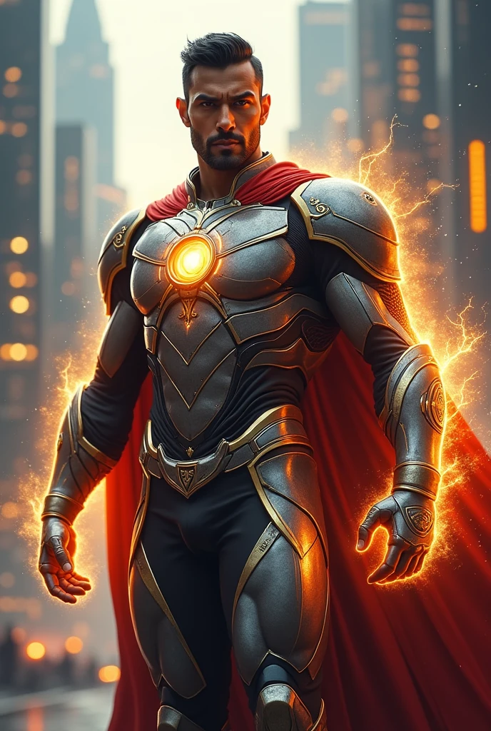 Make a Indian male super hero of divine and magical abilities modern ...