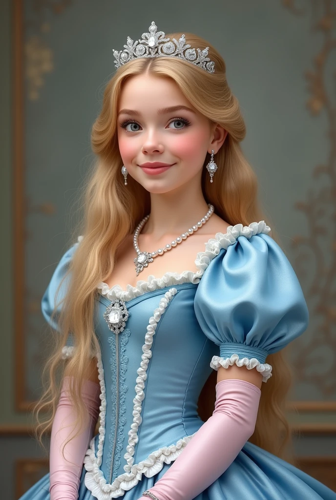A 16 yo noble princess, blue victorian dress , Adjustable shoulder ...