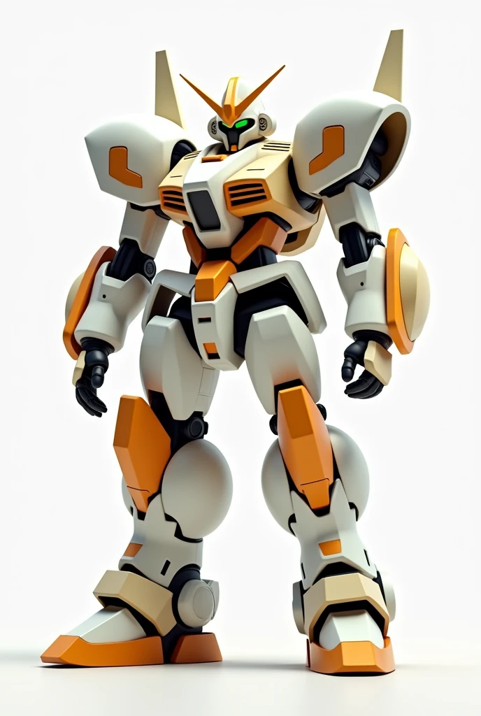 Live-action、Real、3D model mecha, White and sand beige with orange ...