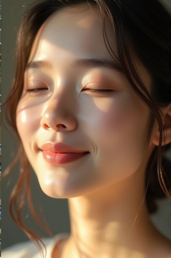 Close-up of the woman’s serene and content face. - SeaArt AI