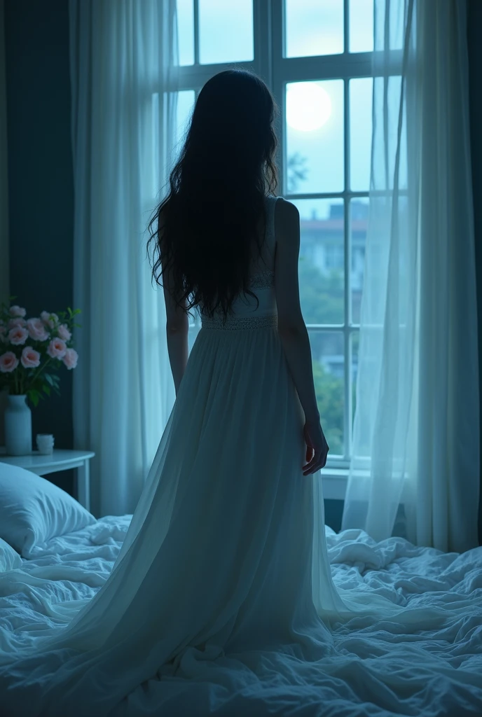 Lying in bed, The soft glow of the moonlight streaming in through the ...