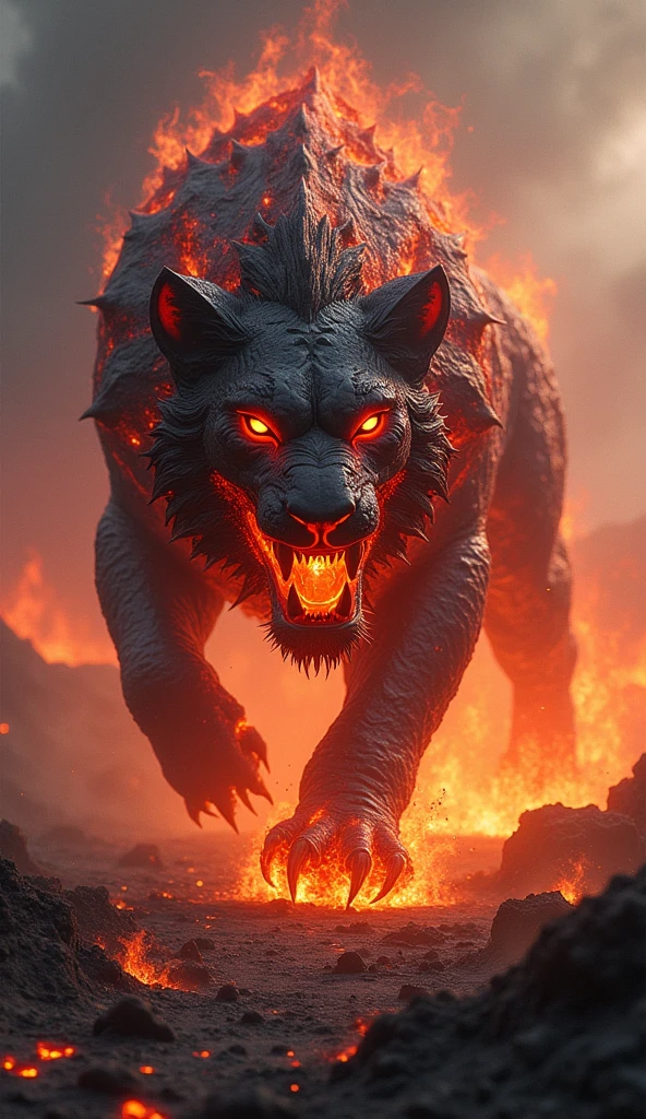 Lava-Serpent Lion: A ferocious lion fused with a magma-spewing serpent ...