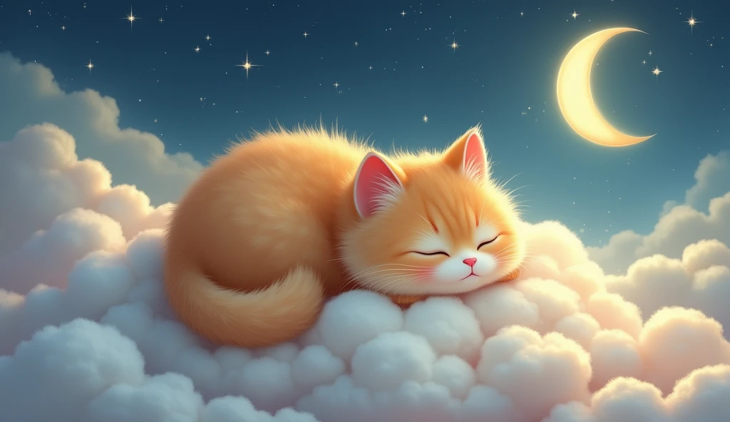 A fluffy animal with this face, A cat sleeping comfortably on a cloud ...